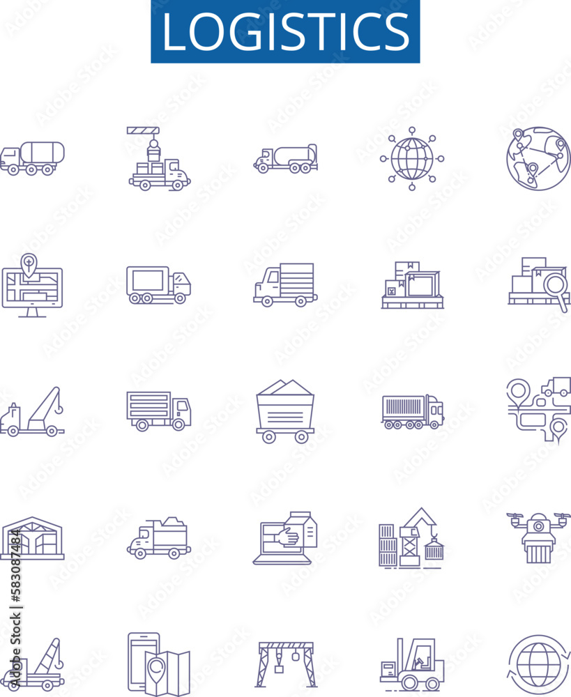 Logistics line icons signs set. Design collection of Distribution ...
