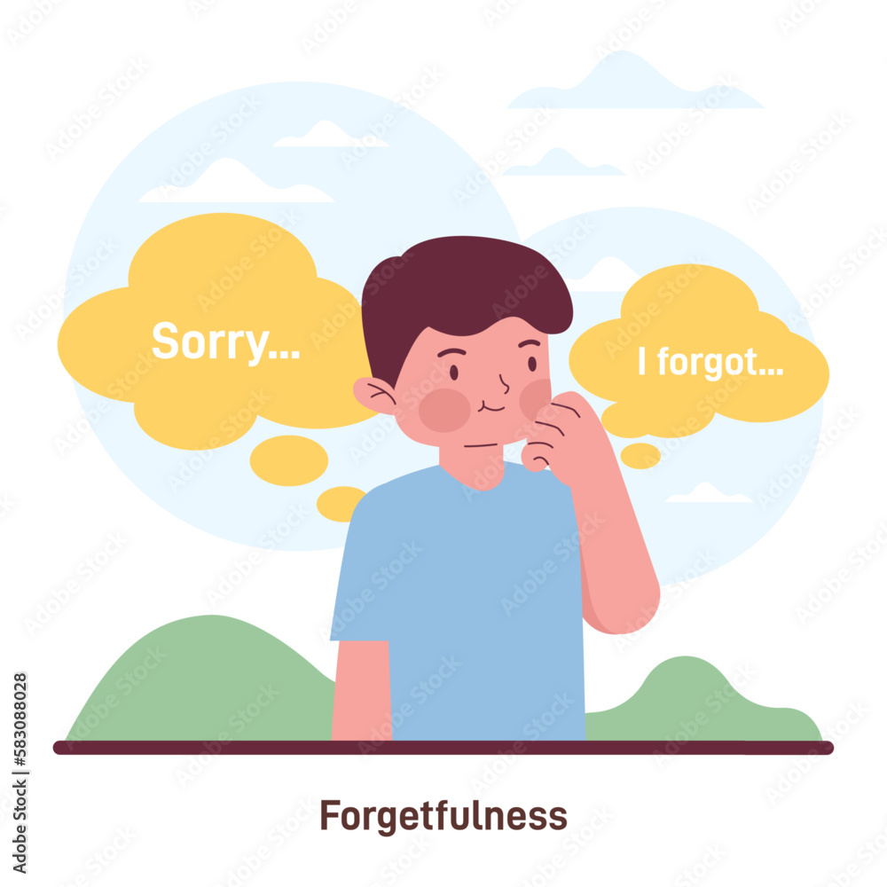 Forgetfulness as a ADHD symptom. Attention deficit hyperactivity Stock ...