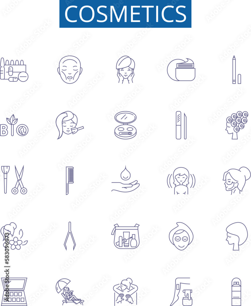 Cosmetics line icons signs set. Design collection of Makeup, Skincare ...