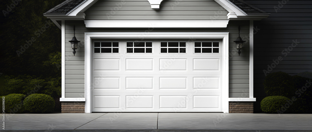 A typical garage door background. A typical American white garage door ...