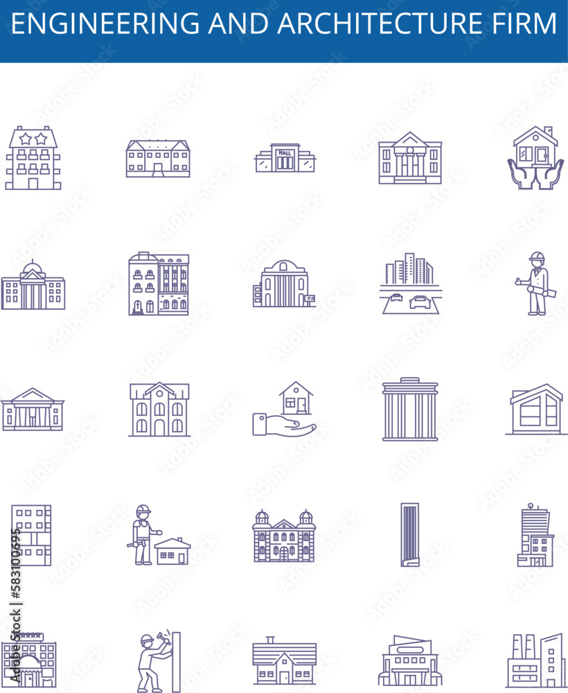 Engineering and architecture firm line icons signs set. Design ... Engineering and architecture firm line icons signs set. Design ...