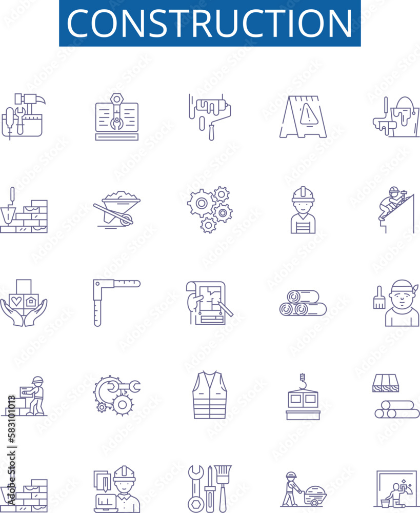 Construction line icons signs set. Design collection of Build ...