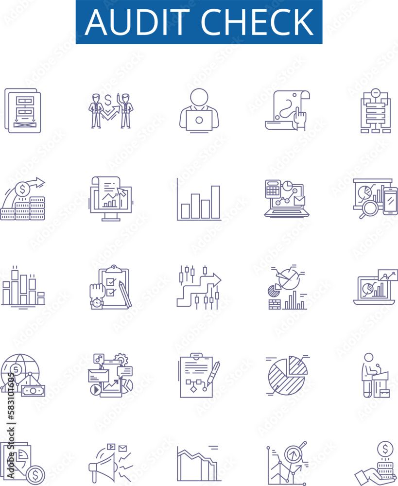 Audit check line icons signs set. Design collection of Inspection ...