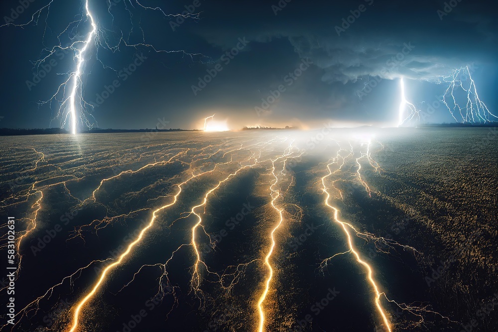 Lightning and thunderstorm supercell flash natural disaster fantasy ...