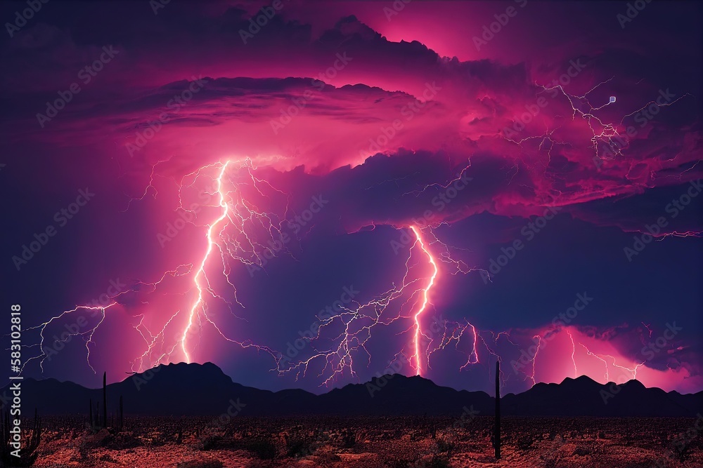 Lightning and thunderstorm supercell flash natural disaster fantasy ...