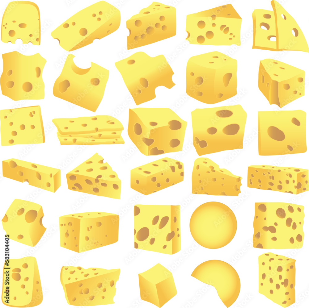 Set of cheese cheddar cartoon illustration Stock Vector | Adobe Stock