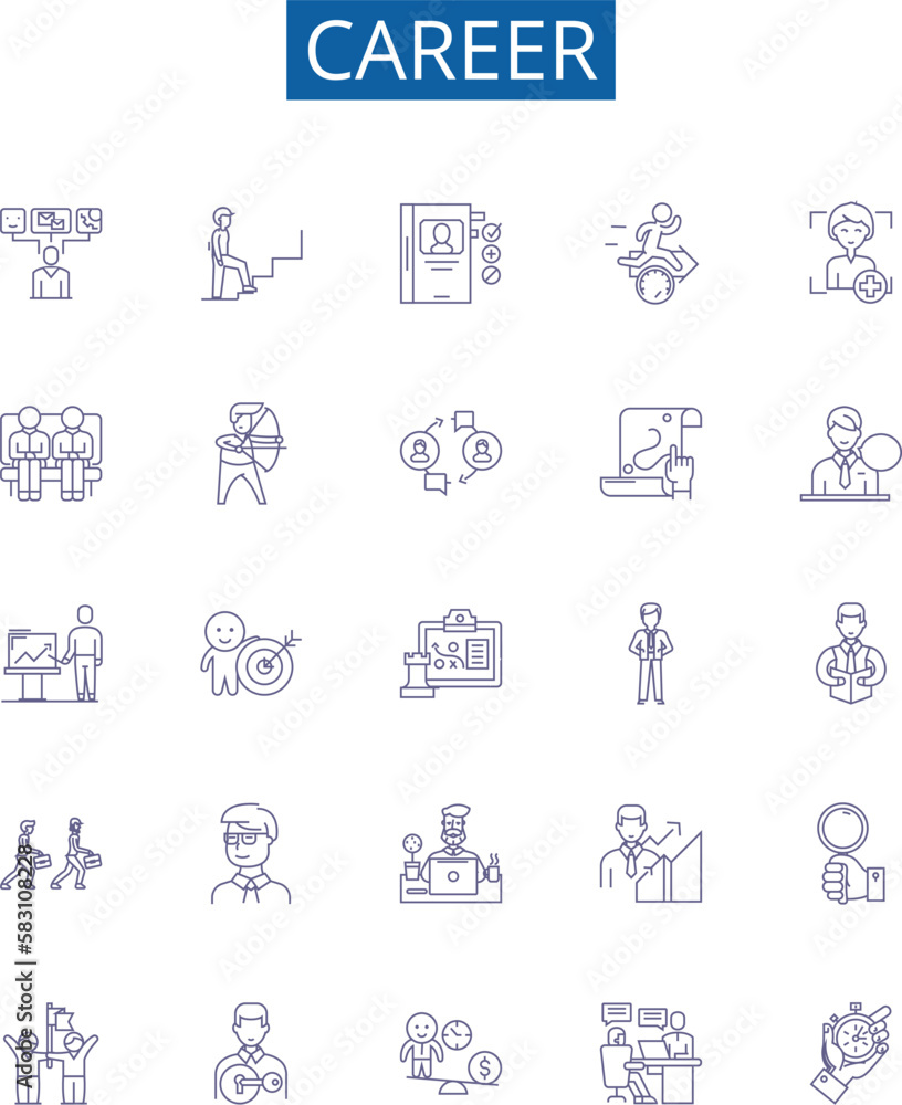 Career line icons signs set. Design collection of Employment, Job ...
