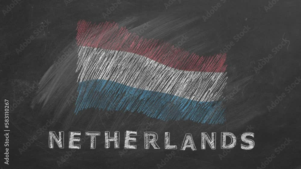 This video shows the process of drawing a flag of the Netherlands on a ...