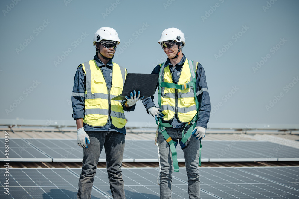 Electromechanical solar panel technician install, assemble photovoltaic ...