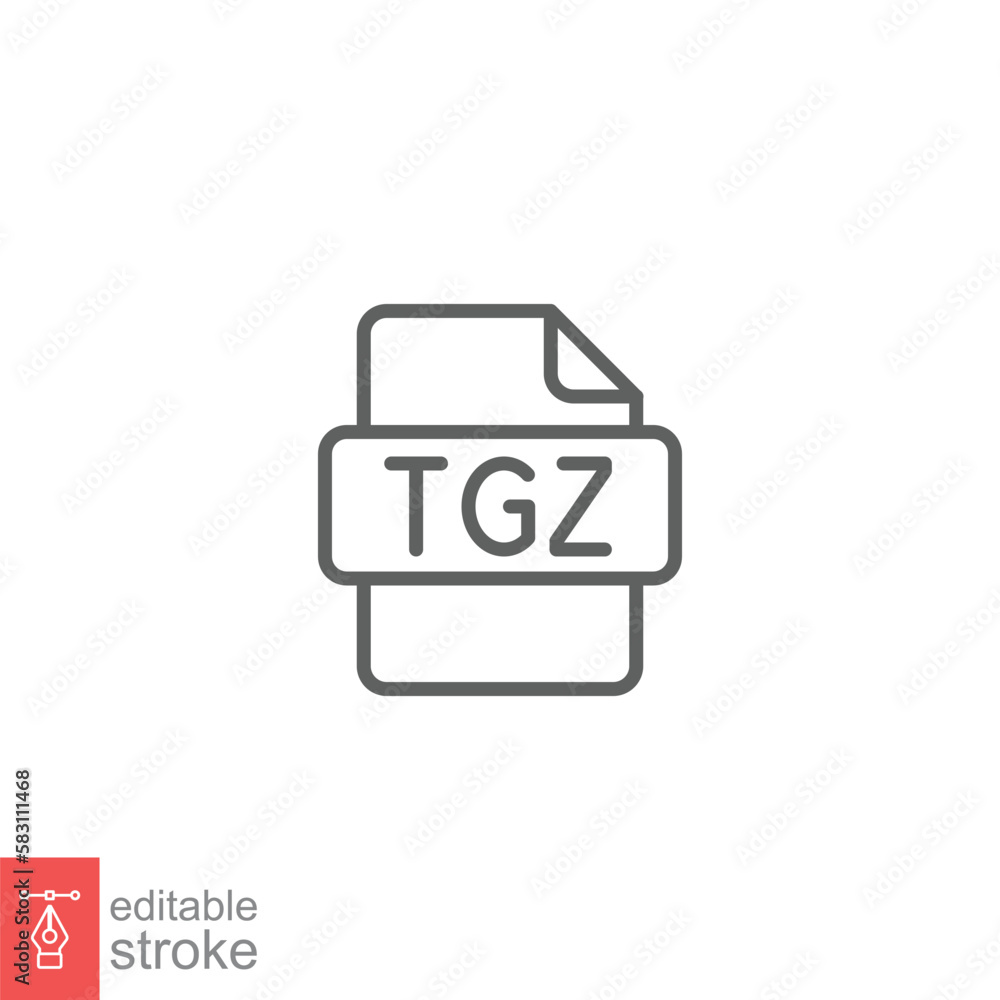 TGZ file format line icon. Simple outline style. Archive, attachment ... TGZ file format line icon. Simple outline style. Archive, attachment ...