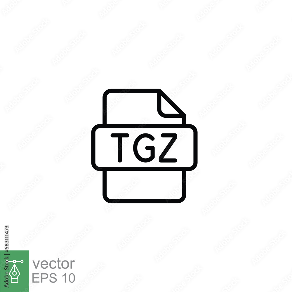 TGZ file format line icon. Simple outline style. Archive, attachment ...