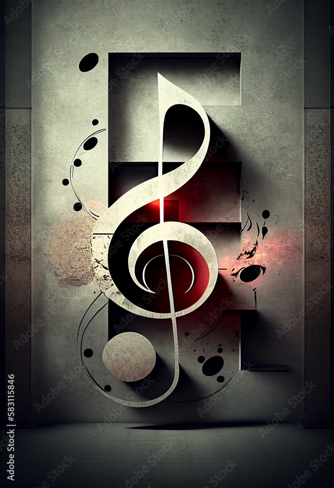 Treble clef symbol, architectural light stone element 3d stylized ...