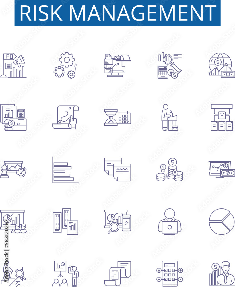 Risk management line icons signs set. Design collection of Risk ... Risk management line icons signs set. Design collection of Risk ...