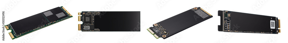 Collection of modern SSD cards on a transparent background, Generative ...