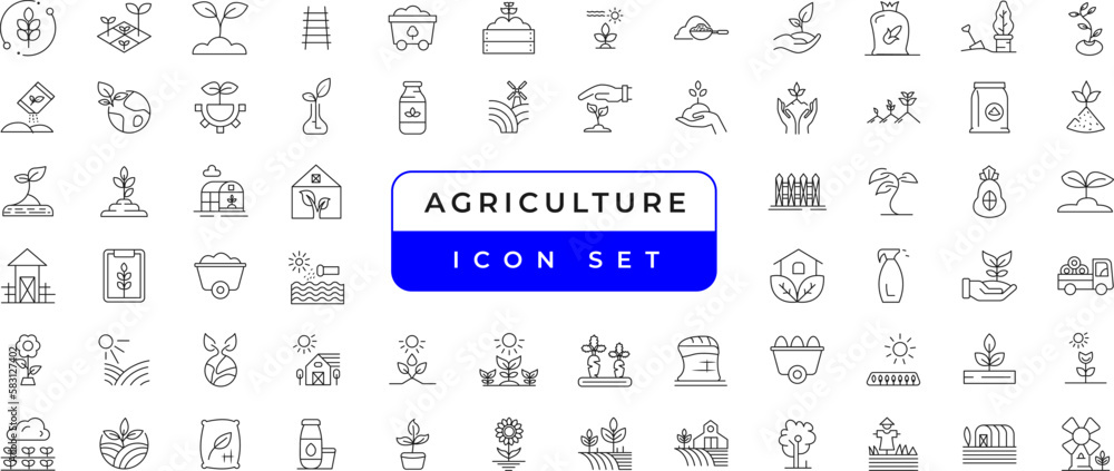 Farm, Farming, Agriculture - thin line web icon set. Contains such ...