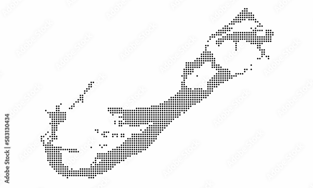 Bermuda dotted map with grunge texture in dot style. Abstract vector ...
