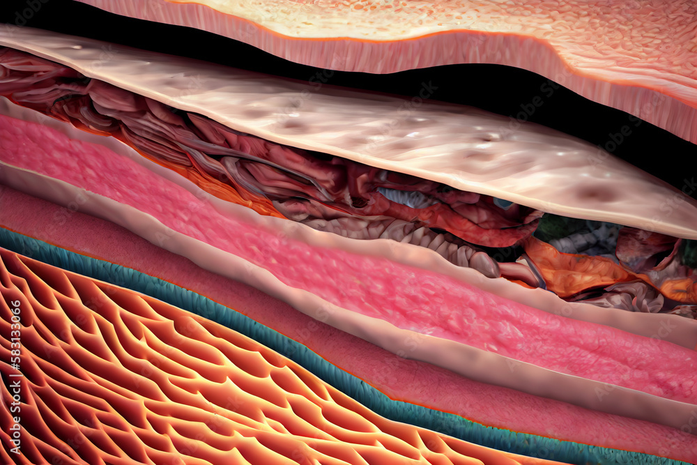 Cross-section of the skin abstract: This image shows the different ...