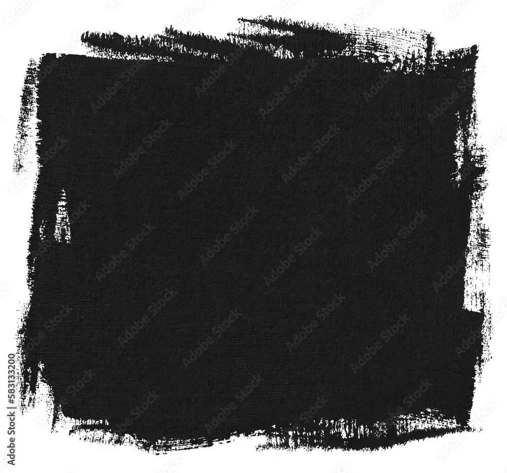 Square block of black paint texture isolated on transparent background ...