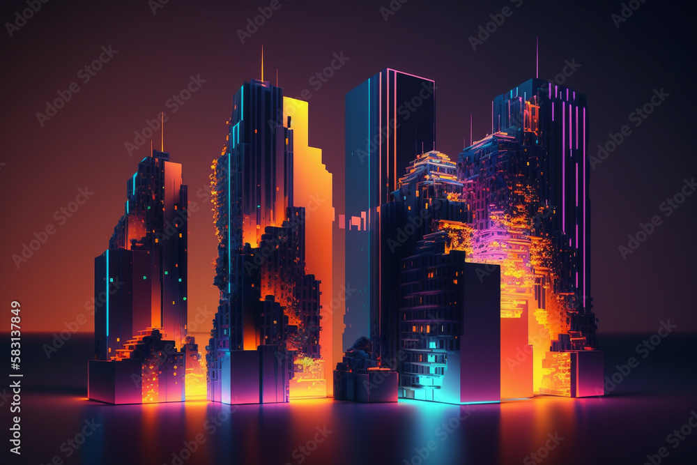 Futuristic abstract city a hub of technology and progress. Metaverse cyber concept idea ...