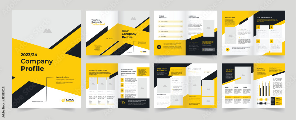 Company profile, company Profile yellow color shape template design ...