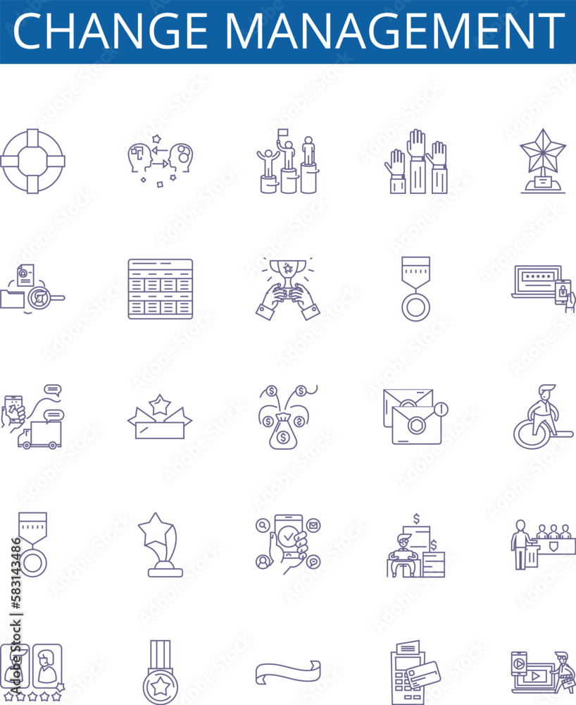 Change management line icons signs set. Design collection of Transformation, Agility, Transition ...