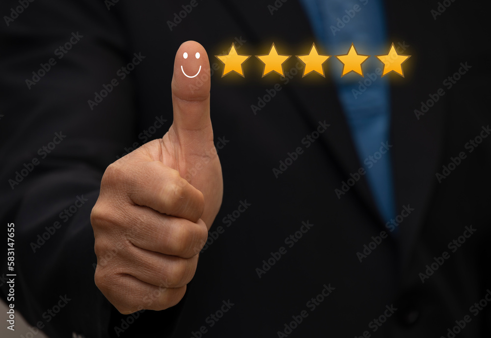Businessman thumbs up smiling face customer satisfaction concept ...