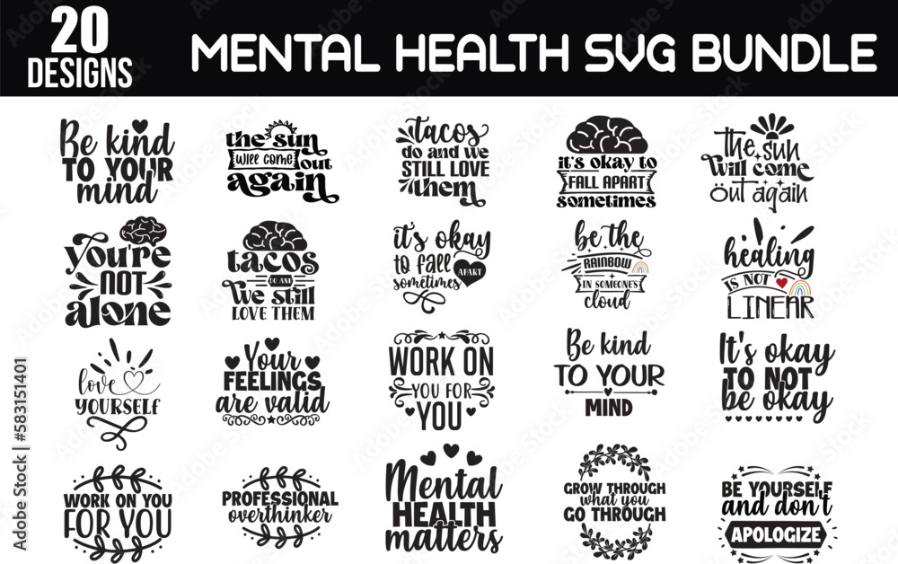 Mental Health Svg Bundle Inspirational Svg Positive Svg Motivational