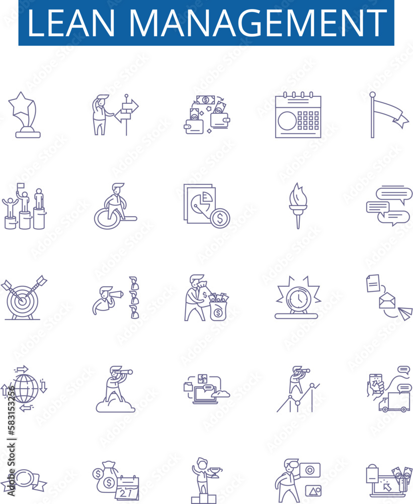 Vetor de Lean management line icons signs set. Design collection of ...