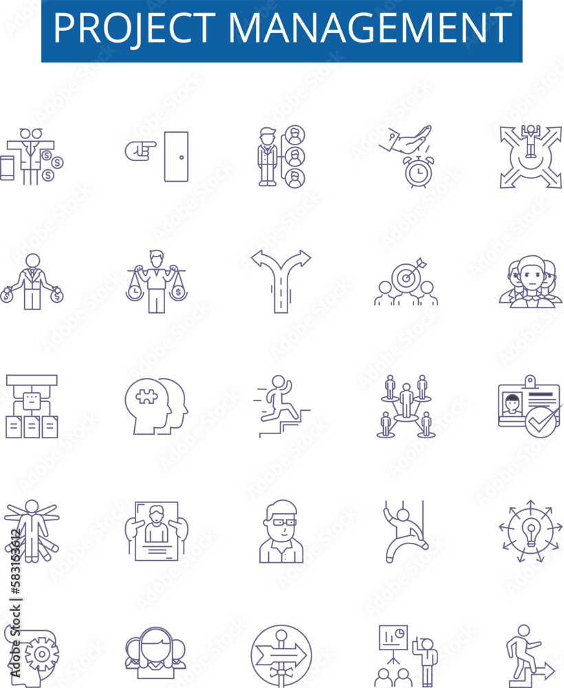 Project management line icons signs set. Design collection of Project ...