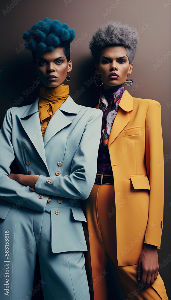 Couple of androgynous girls. Genderfluid models with amazing looks. Two ...