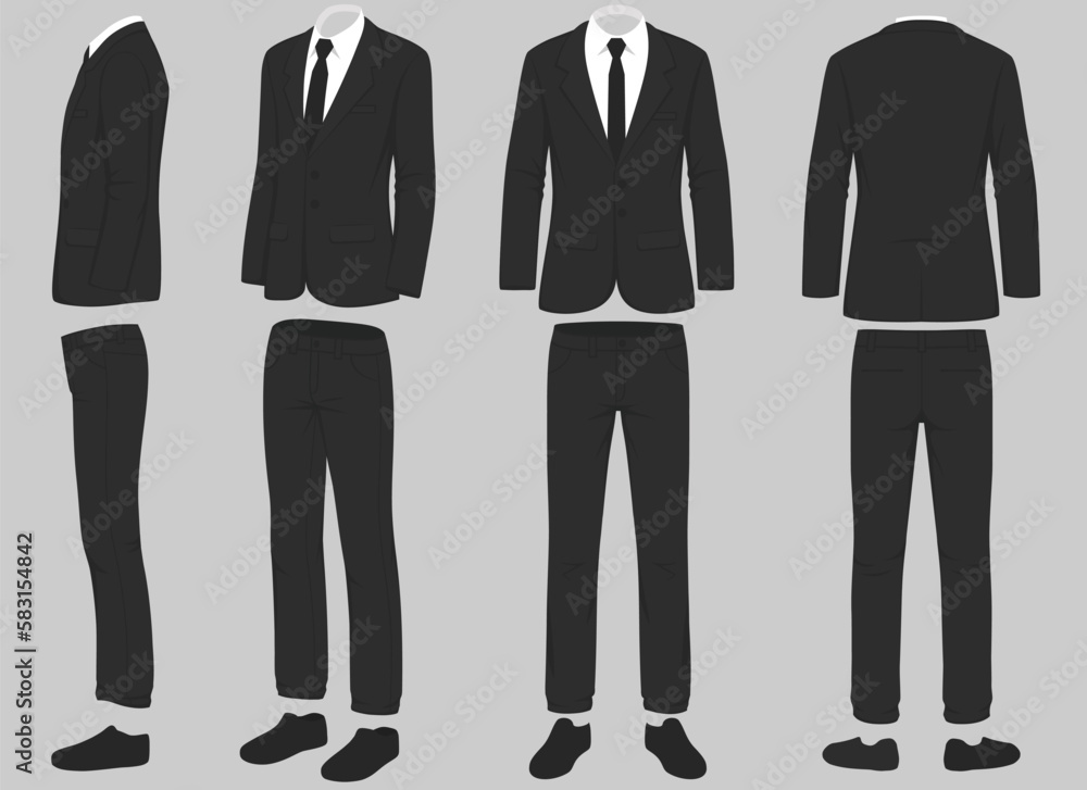 fashion man isolated, front, back and side view, vector illustration ...