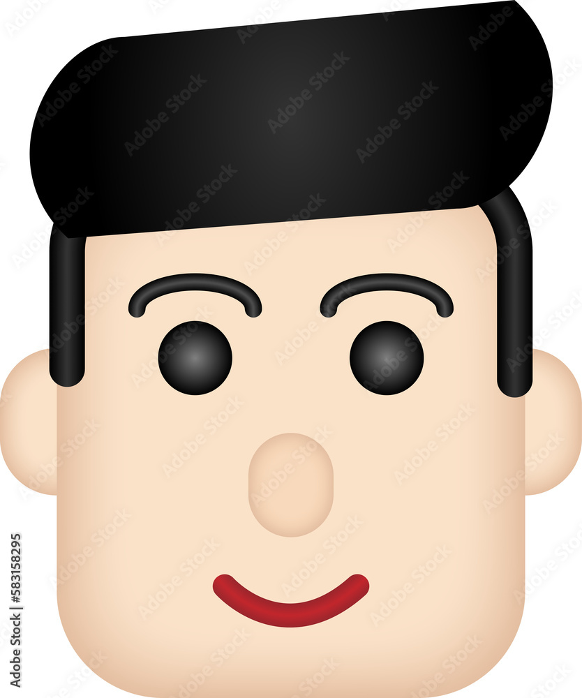 3d Man Character Face Isolated Illustration in Transparent Background ...