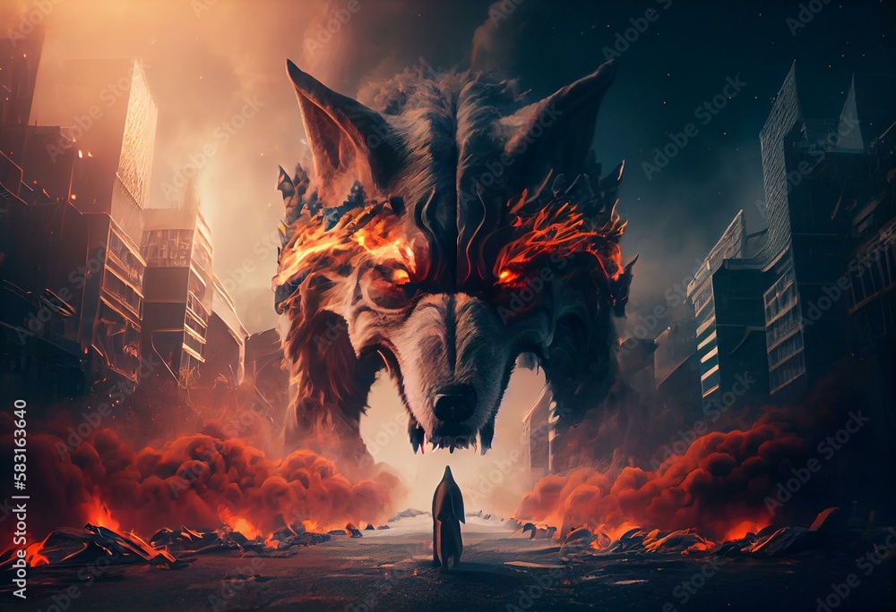 Mystical wolf Fenrir causes Ragnarok, destroys city in North Mythology ...