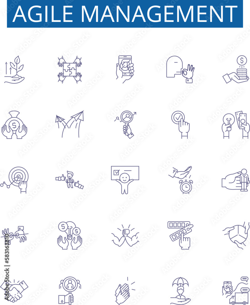Agile Management Line Icons Signs Set Design Collection Of Agile