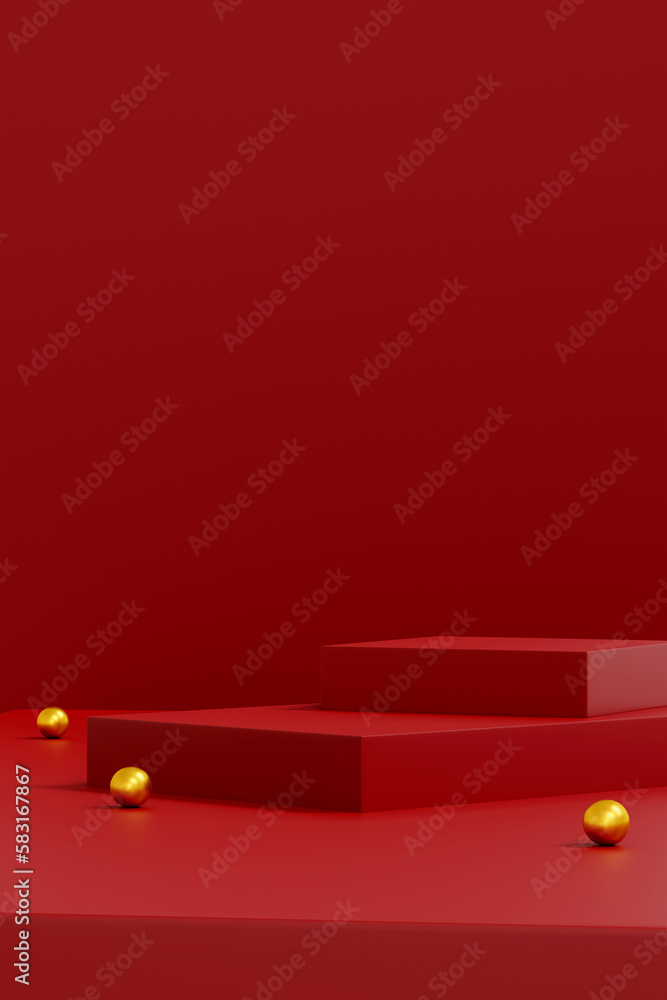red podium minimal on stage with sweet red platform. stage to show ...