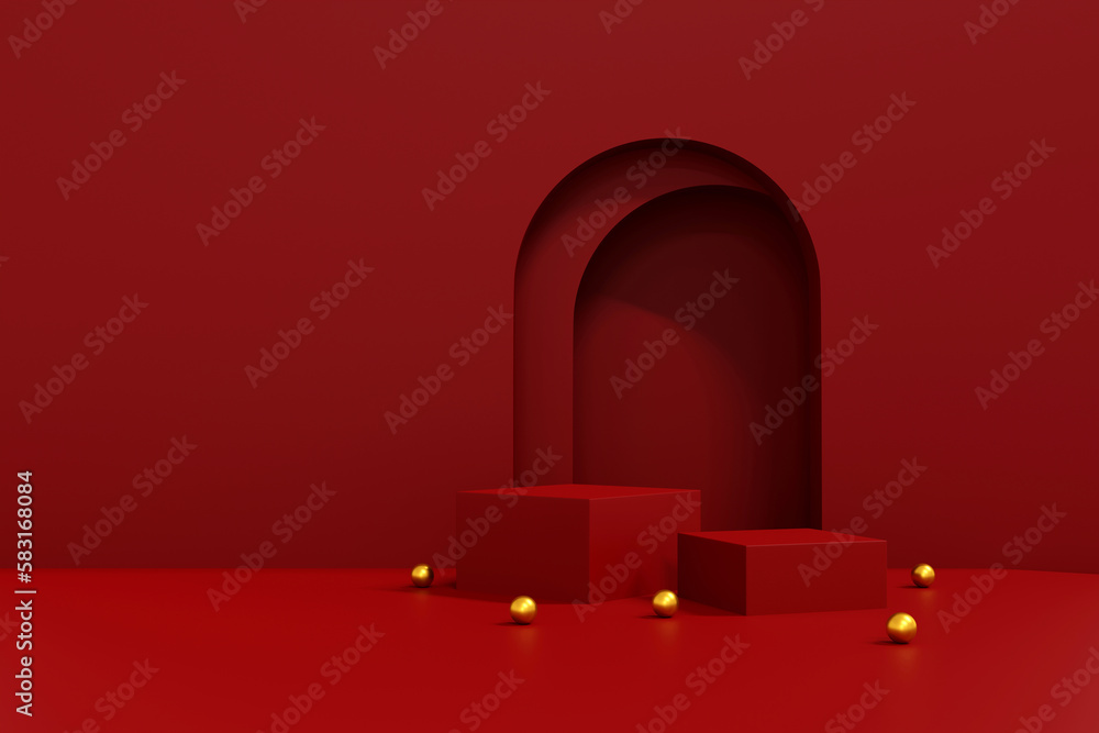 red podium minimal on stage with sweet red platform. stage to show ...