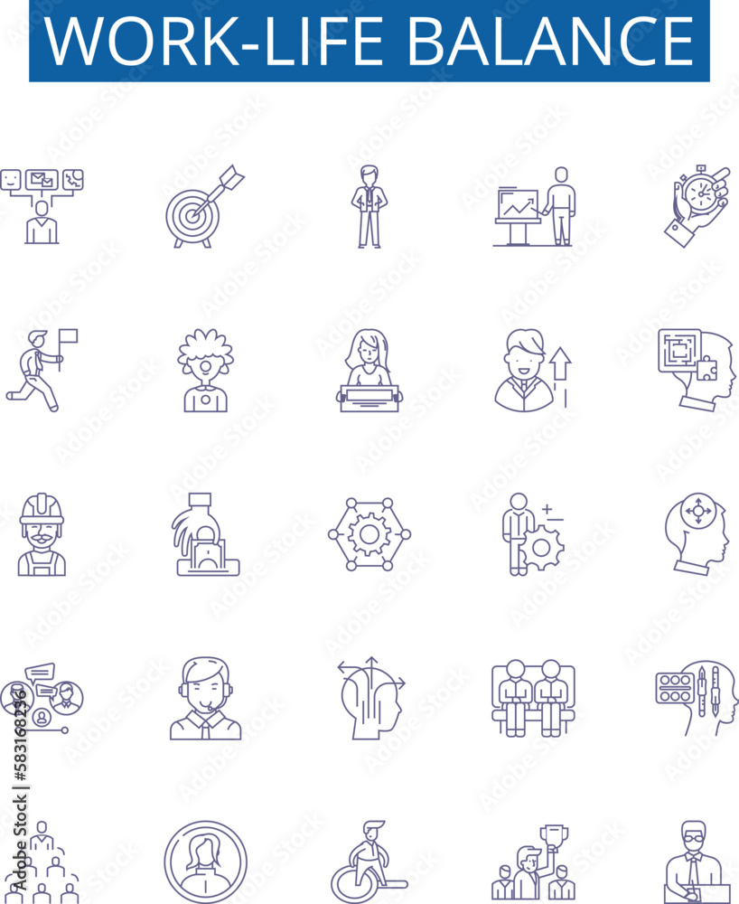 Vetor de Work-life balance line icons signs set. Design collection of ...