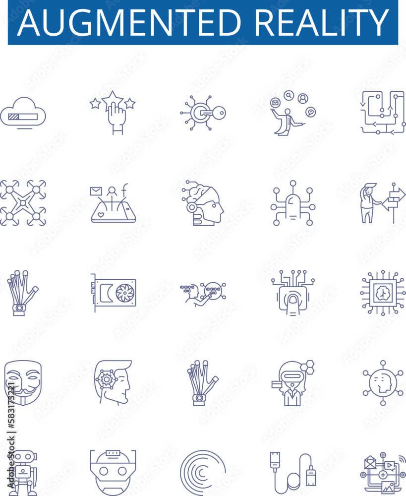 Augmented reality line icons signs set. Design collection of Augmented, Reality, AR, Technology ...
