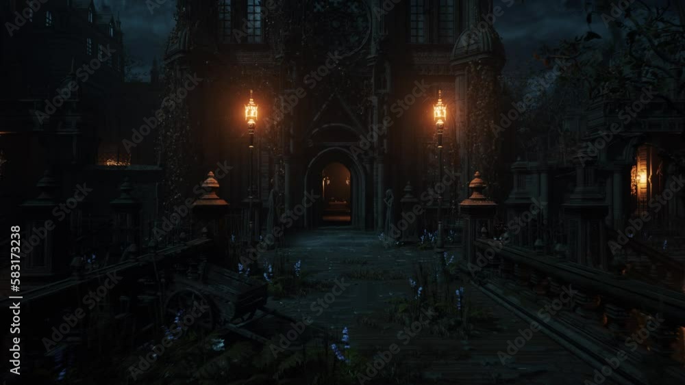 Camera is flying to the door of a gothic church - realistic 3d ...