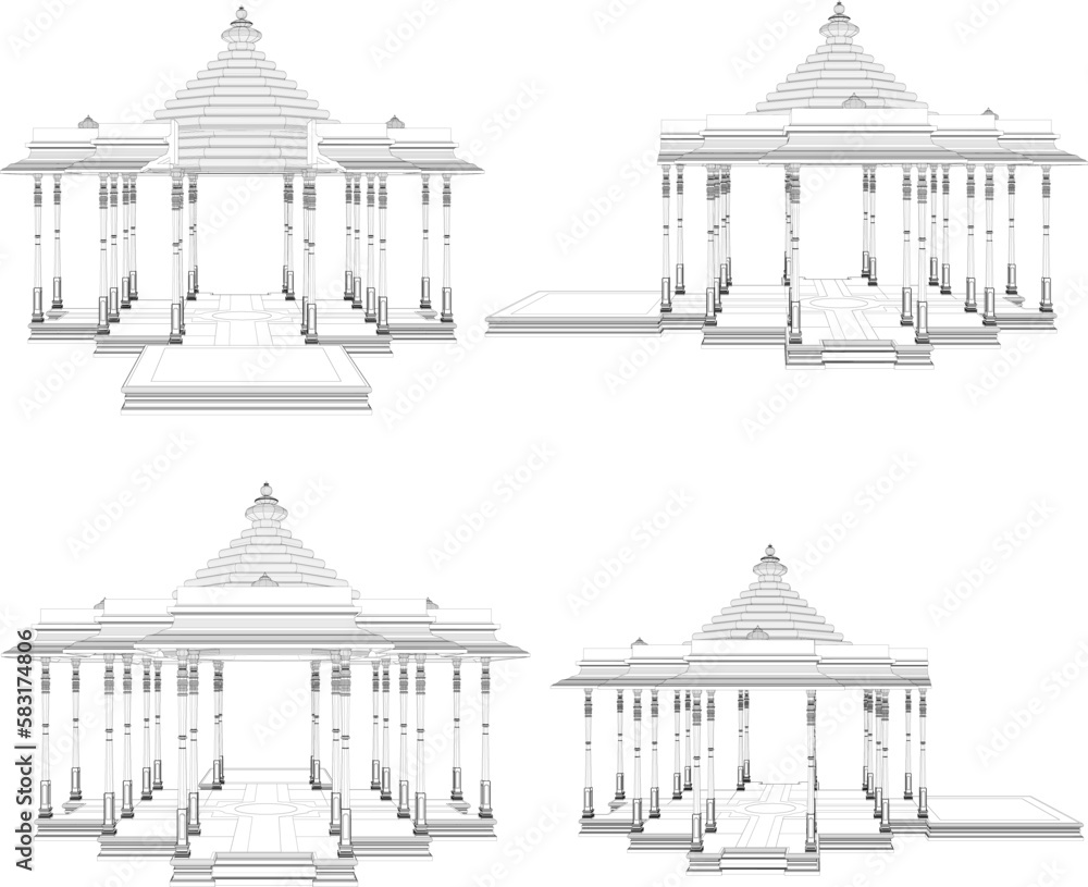 Vector illustration sketch of sacred temple of worship of gods and ...