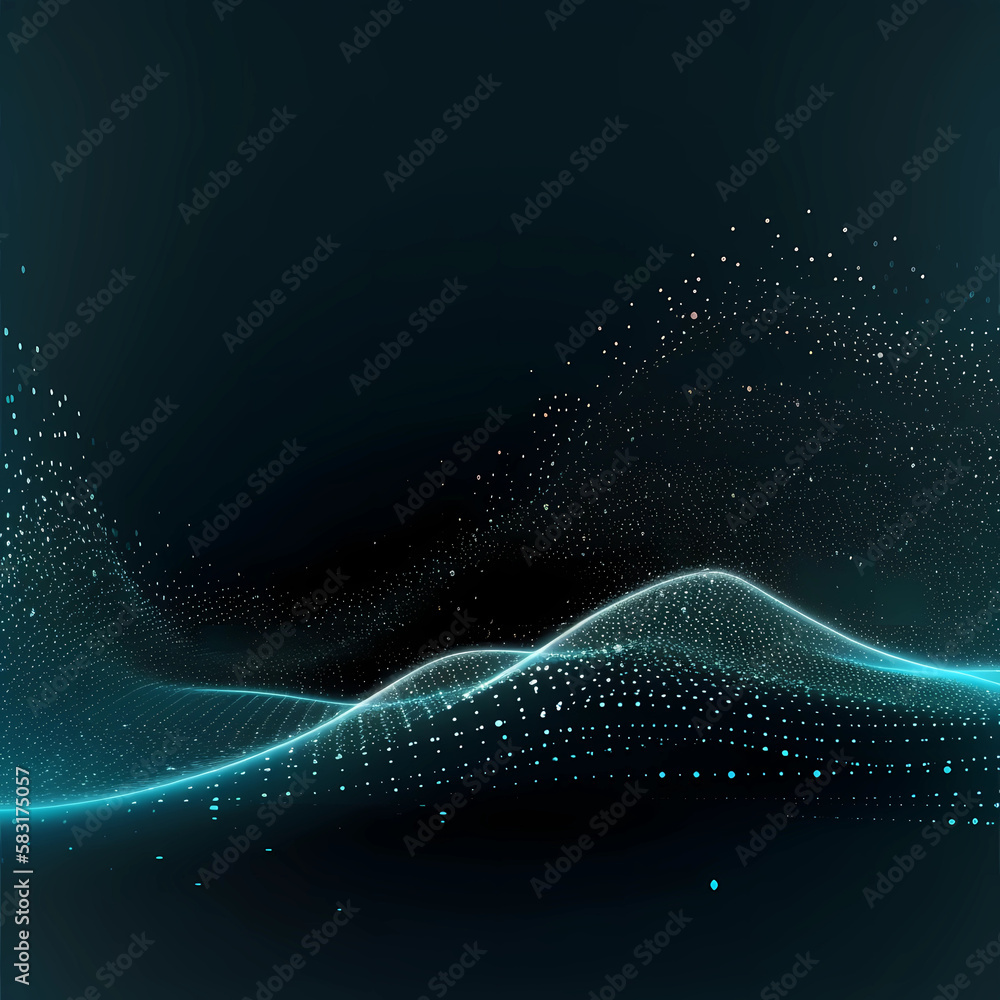 Technology background with connected dots. Data science, particles ...