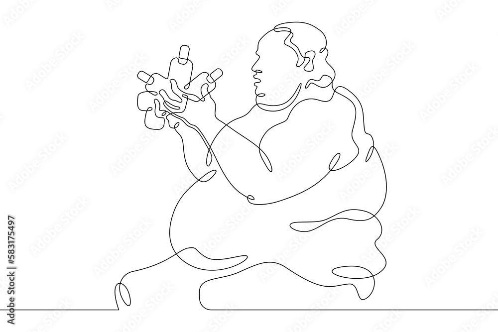 One Continuous Line Fat Man Eats Fat Man Having Lunch Obesity one-continuous-line-fat-man-eats-fat-man-having-lunch-obesity