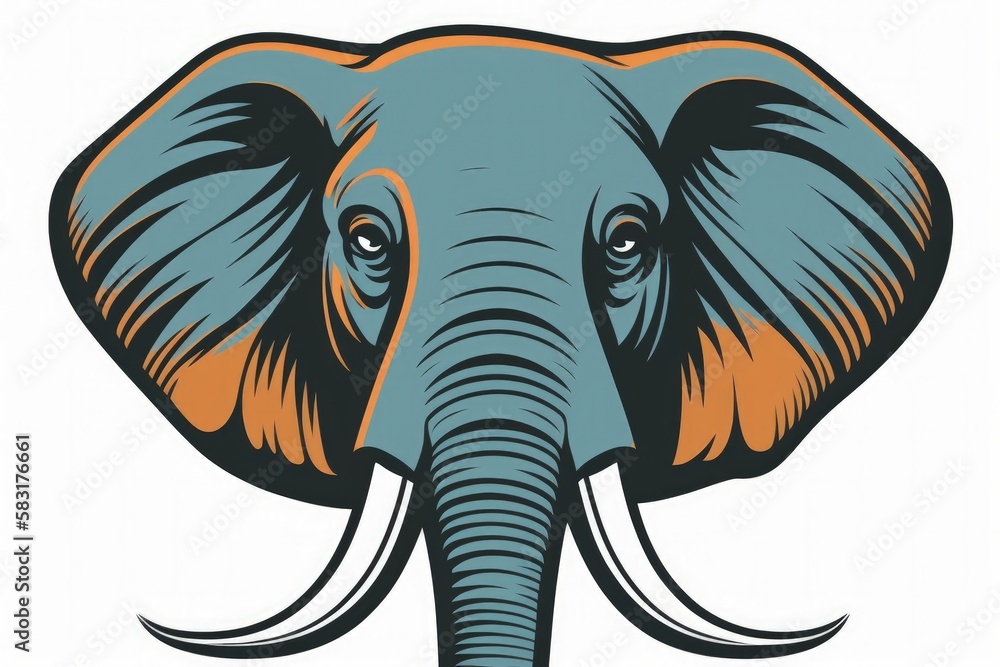 Elephant head illustration, cartoon style. Generative AI Stock ...