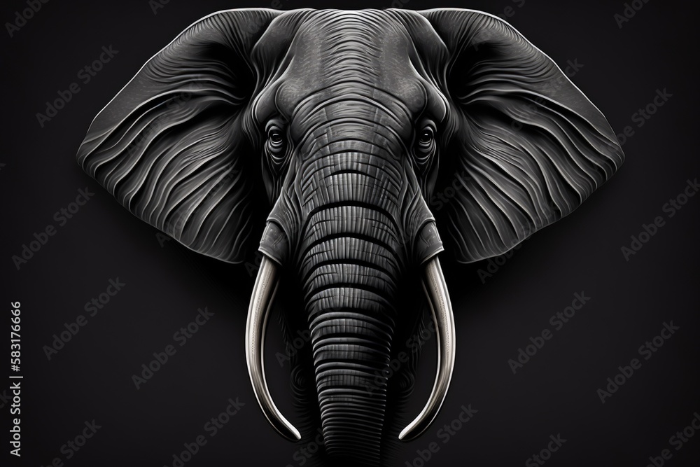 Elephant head illustration, cartoon style. Generative AI Stock ...