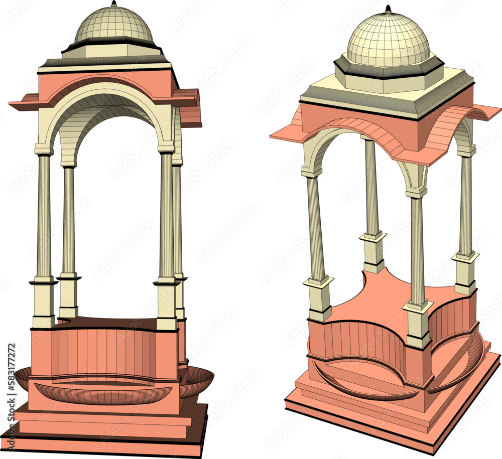 Vector sketch illustration of holy temple worshiping god in india Stock ...