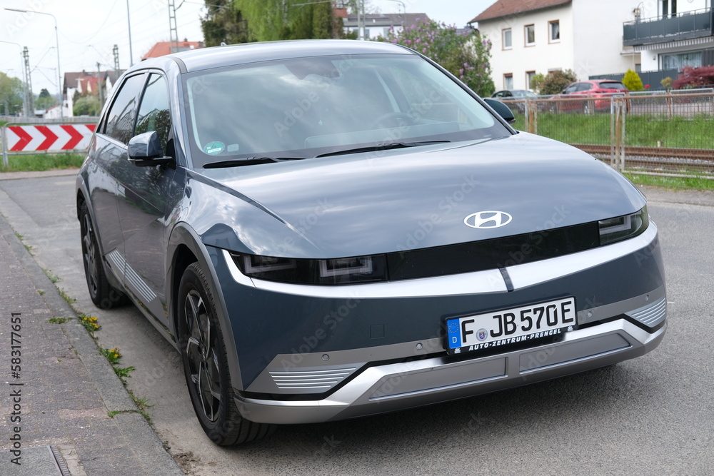 blue Hyundai IONIQ 5 outdoors, five-door K2 class electric crossover ...