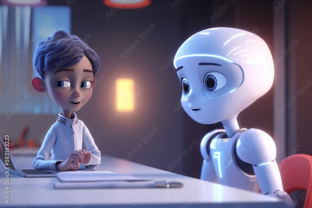 AI Chat Bot Helps Student with Homework. Tutoring with AI Chat Bot. AI ...