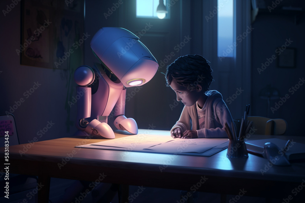 AI Chat Bot Helps Student with Homework. Tutoring with AI Chat Bot. AI-Powered Study Buddy for ...