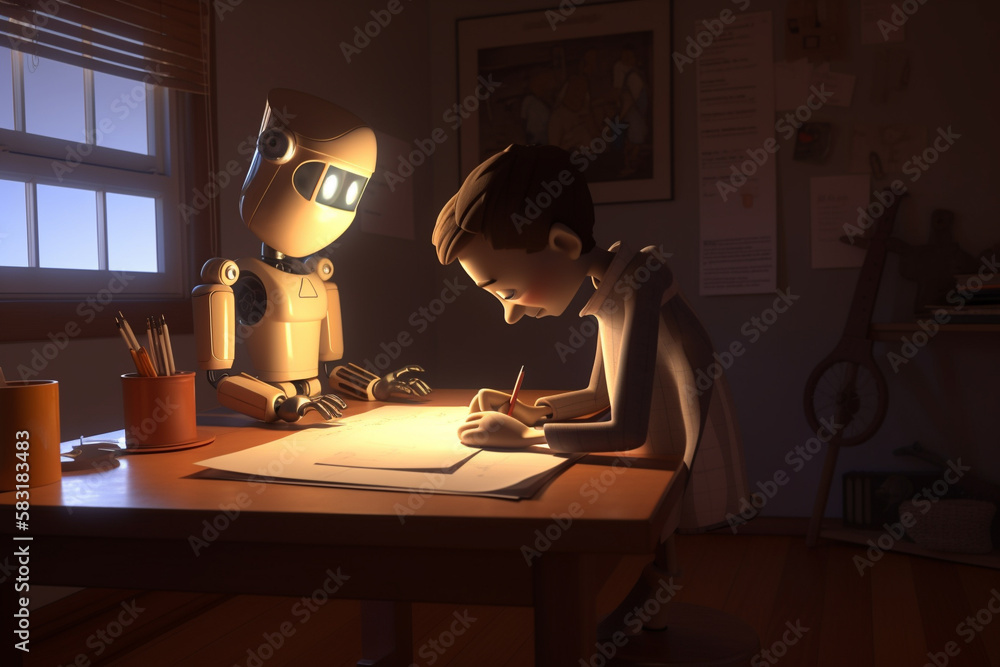 AI Chat Bot Helps Student with Homework. Tutoring with AI Chat Bot. AI ...