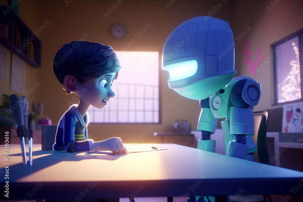 AI Chat Bot Helps Student with Homework. Tutoring with AI Chat Bot. AI ...